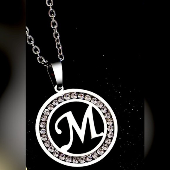 Jewelry | Initial Pendant Necklace Letter M Crystals Rhinestones | Poshmark